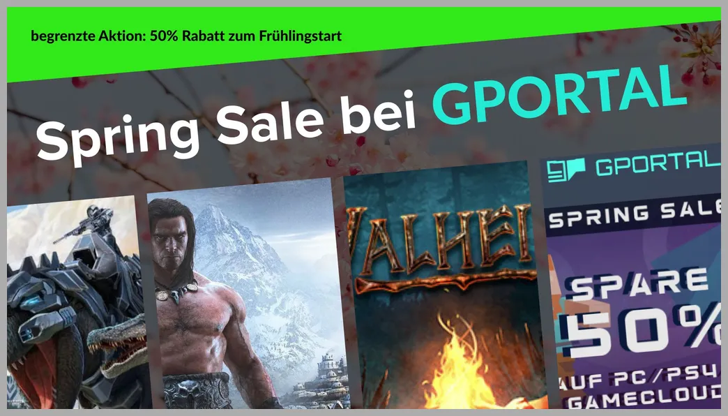 50% GPORTAL FRÜHLINGS-RABATT 2023 auf alle PC- und PS4/5 Gameclouds ...
